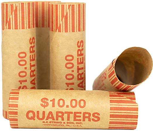 Control Group Crimped End Coin Wrappers Quarters Orange Pack Of 1000