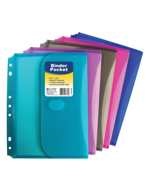 C Line Mini Size Binder Pockets 5 12 X 8 Capacity Assorted Colors Pack ...