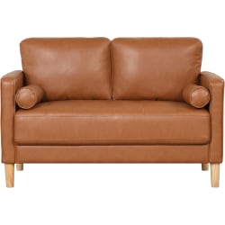 Lifestyle Solutions Lyla Faux Leather Loveseat 33 12 H x 52 25 W x 31 18 D Caramel Office Depot