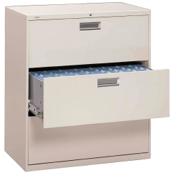 HON Brigade 600 42 W x 18 D Lateral 3 Drawer File Cabinet Light Gray Office Depot