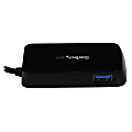 StarTech.com Portable 4 Port SuperSpeed Mini USB 3.0 Hub Black Add four USB 3.0 ports to your ...