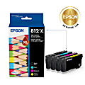 Epson 812XL DURABrite Black Cyan Magenta Yellow Ultra High Yield Ink ...