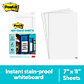 Post it Dry Erase Sheets 7 in x 11.3 in 1 Pack 3 SheetsPack White ...