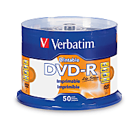 Verbatim Life Series DVD-R Printable Disc Spindle, Pack Of 50