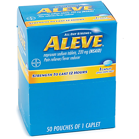 Aleve Pain Reliever Tablets 1 Tablet Per Packet Box Of 50 Packets ...