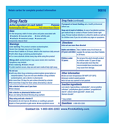 PhysiciansCare Non Aspirin Acetaminophen Pain Reliever Medication 2 ...