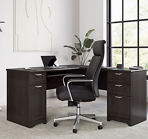 Realspace Magellan 59 W L Shape Corner Computer Desk Espresso Office Depot