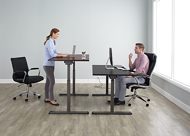 Realspace Magellan 60 W Pneumatic Height Adjustable Standing Desk Cherry Office Depot