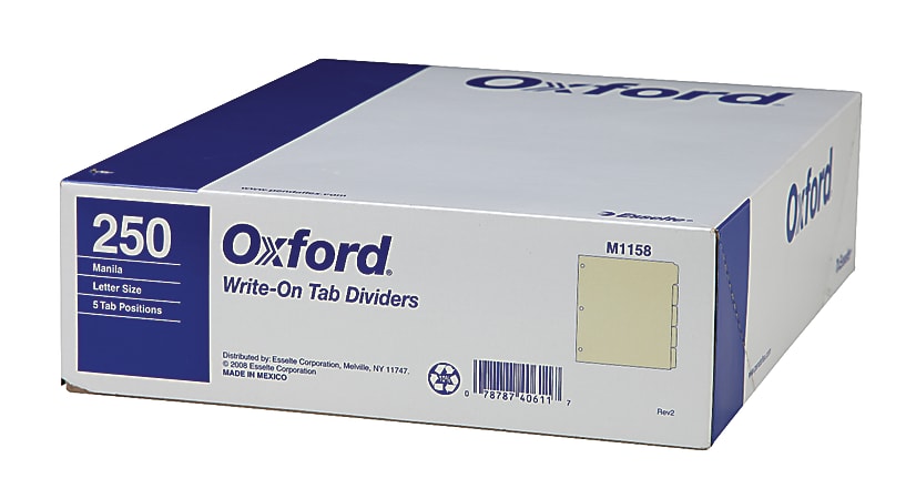 Oxford Manila Tab Dividers Blank 5 Tab Box Of 50 Sets - Office Depot
