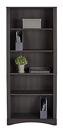 Realspace Pelingo 72 H 5 Shelf Bookcase Dark Gray ODP Business Solutions