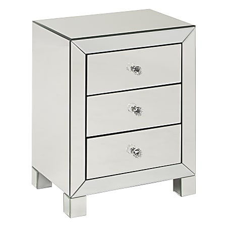 Office Star Avenue Six Reflections 3 Drawer Mirrored Accent Table ...