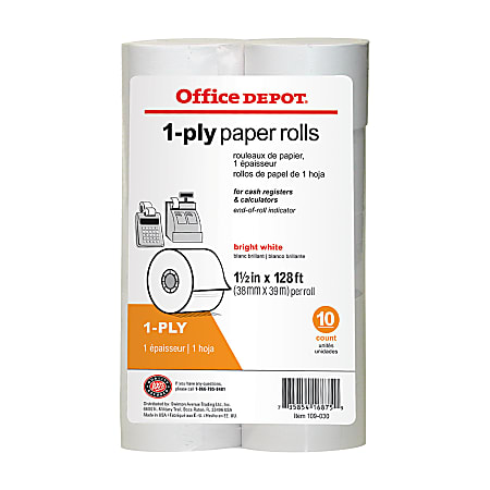 Office Depot Brand 1 Ply Paper Rolls 1 12 x 128 White Pack Of 10 ...