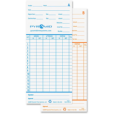 Pyramid Time Systems Authentic Time Cards 42415 42415 - Office Depot