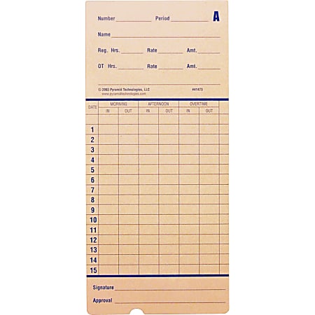 Pyramid Time Systems Authentic Time Cards 42415 42415 - Office Depot