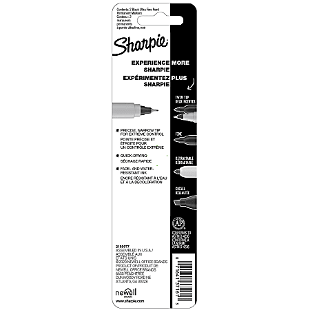Sharpie Permanent Ultra Fine Point Markers Black Pack of 2 Markers ...