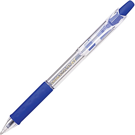 Pentel R.S.V.P. RT Retractable Ballpoint Pens Medium Point 1.0 mm 61percent Recycled Transparent Blue Barrel Blue Ink Pack Of 12 Pens Office Depot