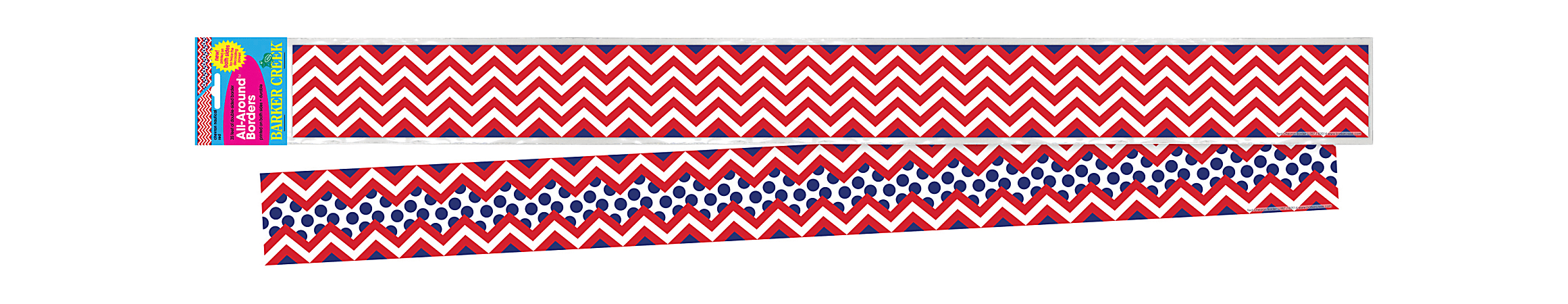 Barker Creek Double Sided Border Strips 3 x 35 Chevron Red Set Of 24 ...