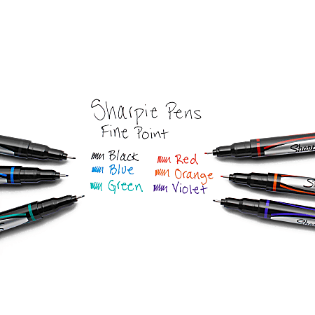 Sharpie Fine Point Pens Fine Point 0.7 mm Black Barrels Blue Ink Pack ...