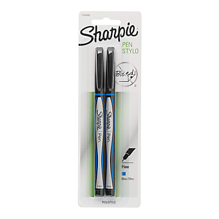 Sharpie Fine Point Pens Fine Point 0.7 mm Black Barrels Blue Ink Pack ...