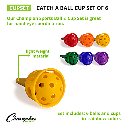 Champion Sports Catch A Ball Cups Assorted Colors Set Of 6 Cups ...