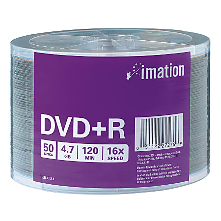 Imation DVDR Recordable Media Spindle 4.7GB120 Minutes Pack Of 50 - Office Depot