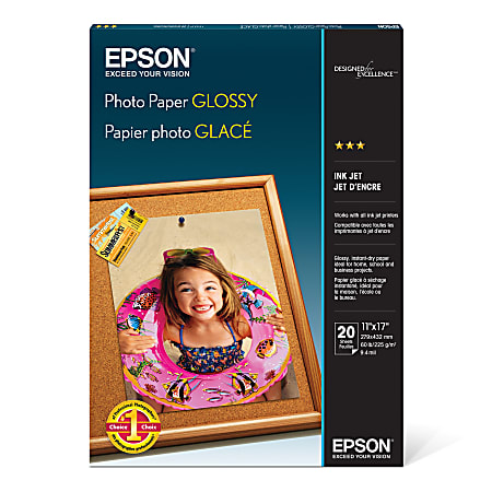 Epson Glossy Photo Paper Ledger Size 11 x 17 Pack Of 20 Sheets Office Depot