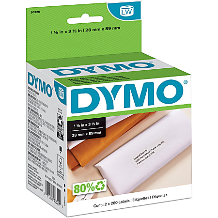 DYMO LabelWriter Address Labels 30320 1 Core 1.13 x 3.5 White 260 Per ...