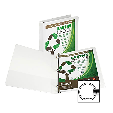 Samsill Earths Choice Insertable Vue 3 Ring Binder 1 Round Rings White - Office Depot