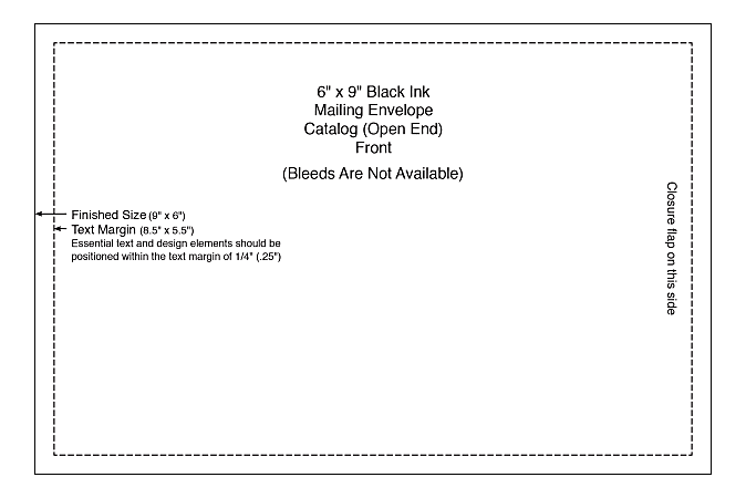 Gummed Seal White Wove Open End Catalog Mailing Envelopes Black Ink ...