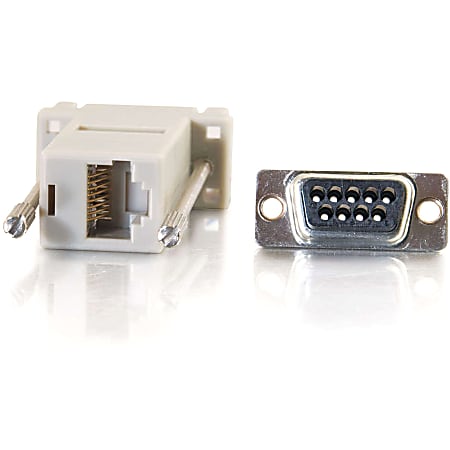 C2G RJ45 to DB9 Male Modular Adapter Gray 1 Pack 1 x RJ 45 Serial 1 x 9 pin DB 9 Serial Male ...
