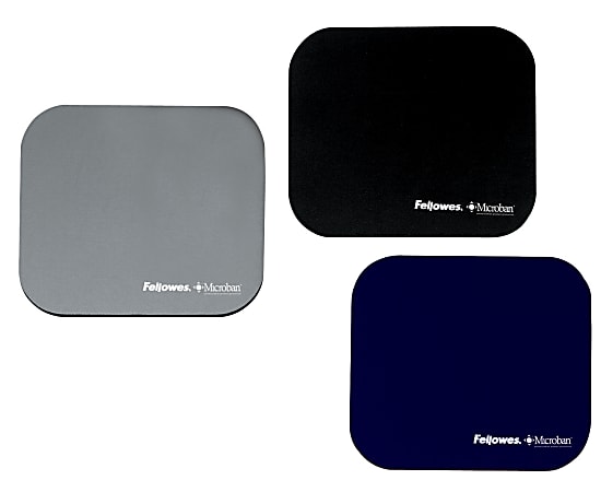 Fellowes Microban Mouse Pad Black 8 x9 x0.1 Dimension Black Rubber Base ...