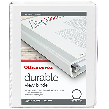 Office Depot Brand 3 Ring 5 12 x 8 12 Durable View Binder 1 Round Rings ...