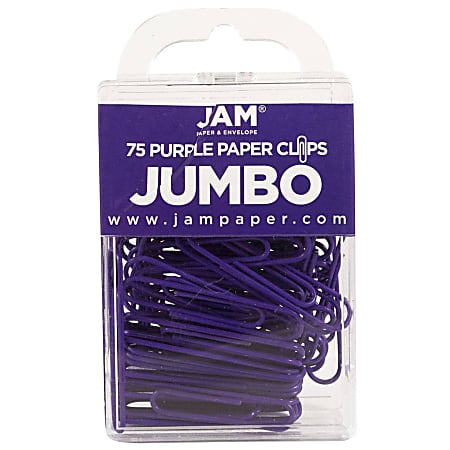 JAM Paper Paper Clips Pack Of 75 Jumbo Purple - Office Depot