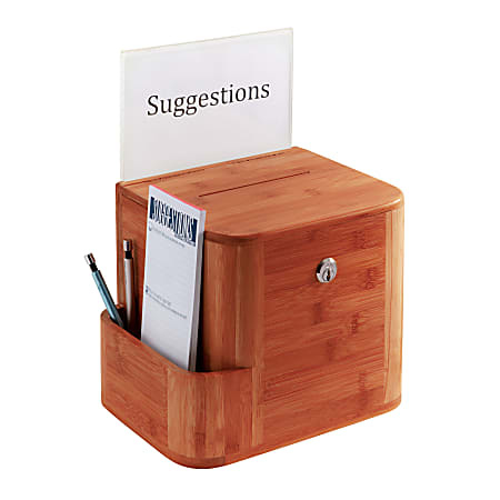 Safco Bamboo Suggestion Storage Box 14 x 10 x 8 Cherry - Office Depot