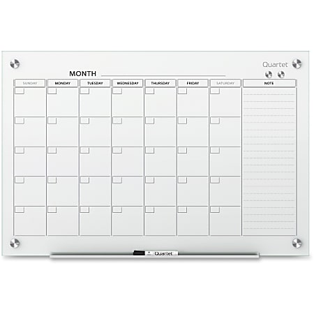 Quartet Infinity Glass Magnetic Unframed Monthly Calendar Whiteboard 24 ...