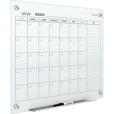 Quartet Infinity Glass Magnetic Unframed Monthly Calendar Whiteboard 24 ...