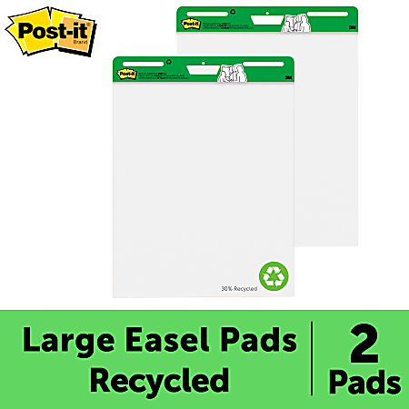 Post it Super Sticky Easel Pads 25 x 30 30percent Recycled White 30 ...