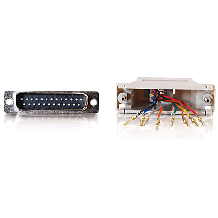 C2G RJ45 to DB25 Male Modular Adapter Gray 1 Pack 1 x RJ 45 Male 1 x DB 25 Male Gray - Office Depot