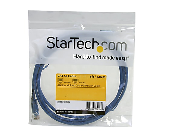 StarTech.com 6 ft Blue Molded Cat5e UTP Patch Cable Make Fast Ethernet ...