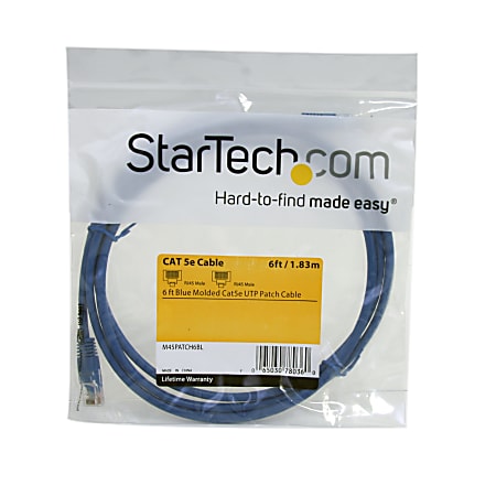 StarTech.com 6 ft Blue Molded Cat5e UTP Patch Cable Make Fast Ethernet network connections using ...