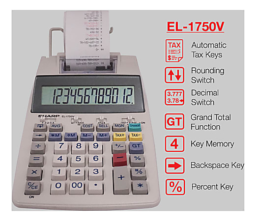 Sharp EL 1750V Printing Calculator - Office Depot