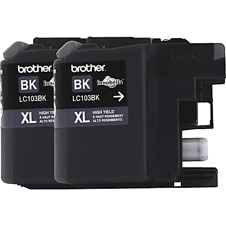 Brother LC103 Black High Yield Ink Cartridges Pack Of 2 LC1032PKS ...
