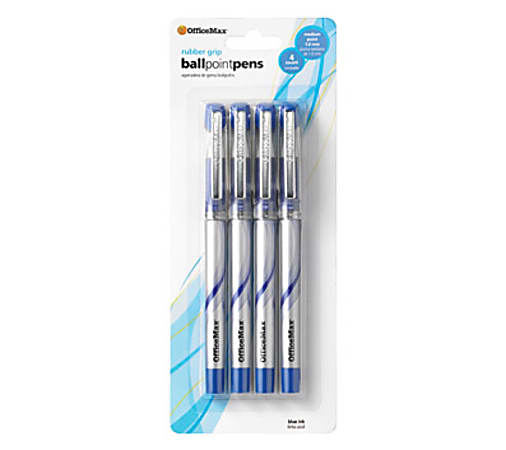 OfficeMax Ballpoint Pens Medium Point 1.0 mm Transparent Barrel Blue ...