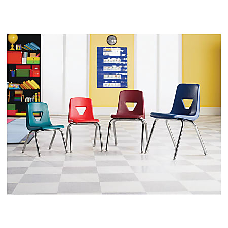 Lorell Classroom Student Stack Chairs 16 H Seat NavySilver Set Of 4 ...