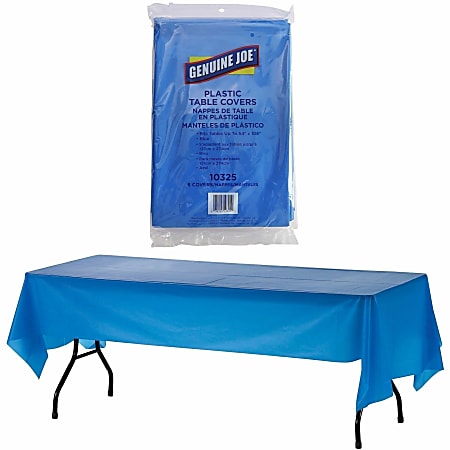 Genuine Joe Plastic Rectangular Table Covers 54 x 108 Blue Pack Of 6 ...