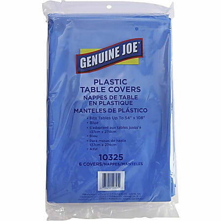 Genuine Joe Plastic Rectangular Table Covers 54 x 108 Blue Pack Of 6 ...
