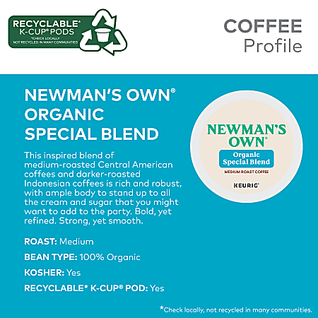 Newmans Own Organics Single Serve Coffee K Cup Special Blend Carton Of ...