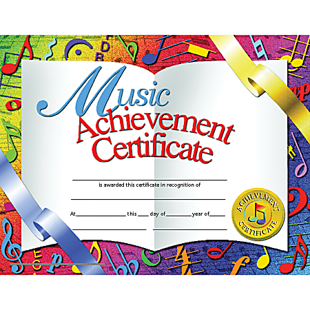 Hayes Certificates 8 12 x 11 Music Achievement Rainbow 30 Certificates ...