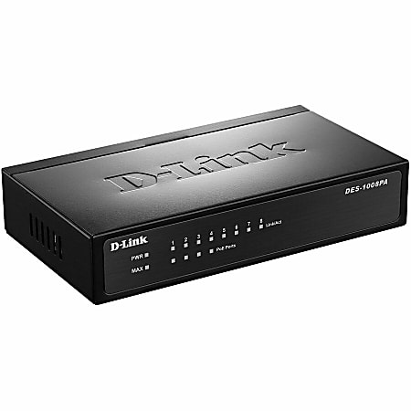D Link DES 1008PA 8 Port 10100 Unmanaged Metal Desktop Switch with 4 ...