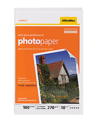 OfficeMax Professional Photo Paper Semi Gloss 100 sheets 4 x 6 - Office ...
